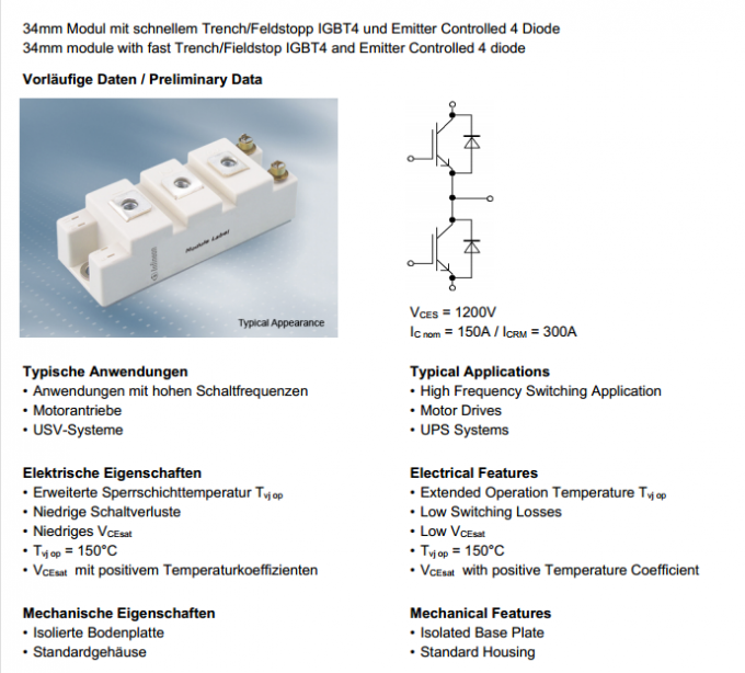 Dual IGBT Modules Infineon Technologies Use Standard Housing High ...