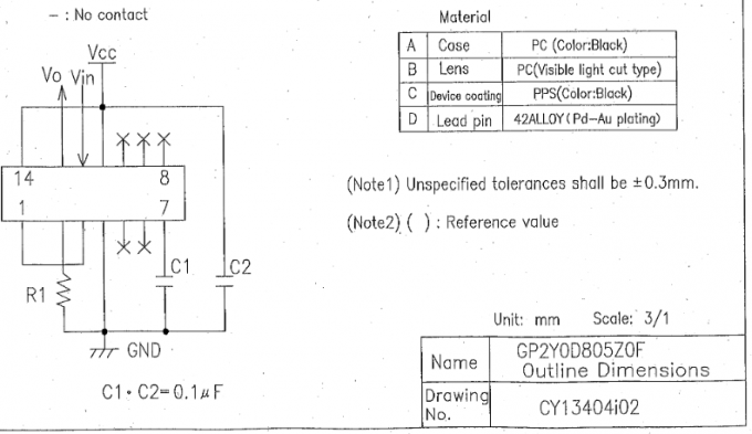 GP2Y0D805Z0F 50mm 6.5mA Digital Distance Interrupter